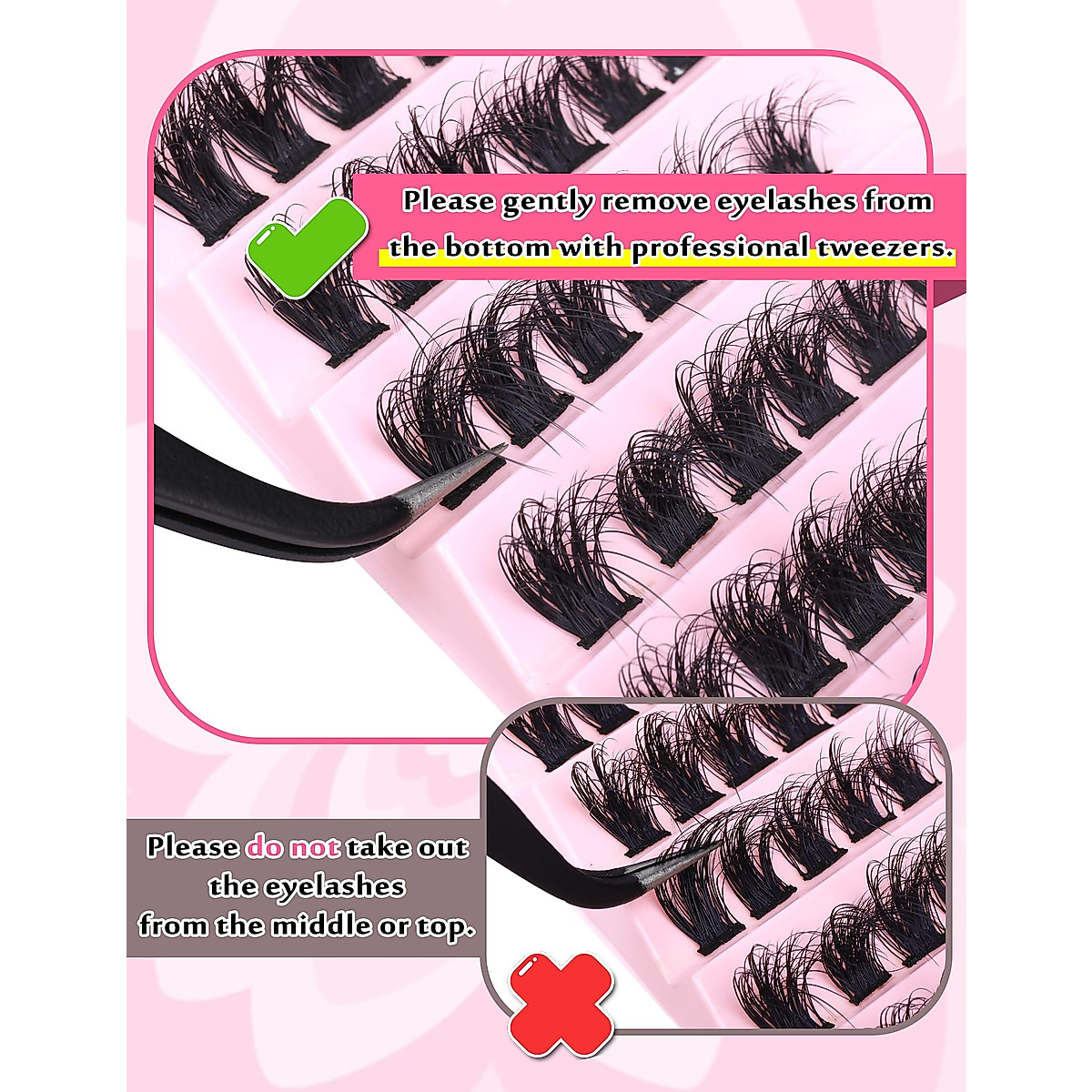 DIY Lash Extension Kit Fluffy Flat Lash Clusters with Kit Lash Bond and Seal and Cluster Eyelashes Applicator Tool D Curl Eyelash Extension Kit Individual Lashes Cluster by FANXITON