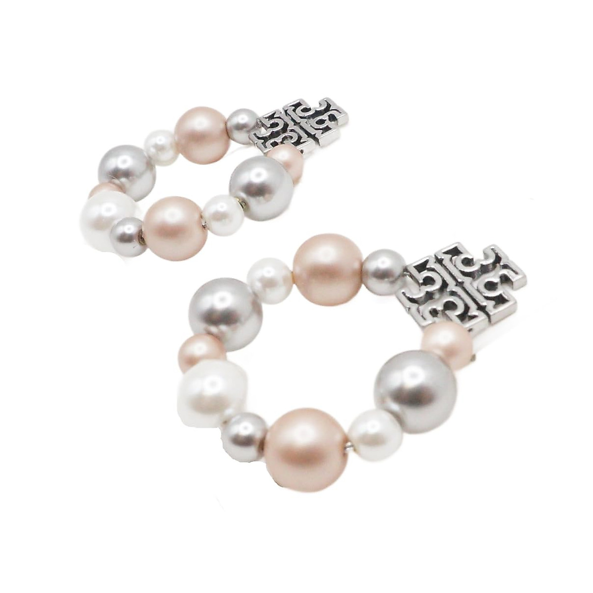 Tory Burch 86972 Britten Multicolor Pink/Grey/White With Silver Hardware Pearl Women's Statement Earring