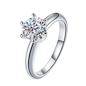 yajierui Wedding Ring 1.5 Carat Zircon Cz Engagement Ring Wedding Rings Women's Claw Rings 925 Sterling Silver Solitaire Ring