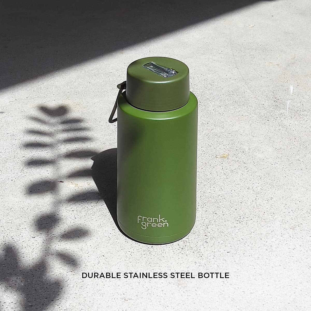 frank green Ceramic Reusable Bottle with Straw Lid, 34oz Capacity (Khaki)