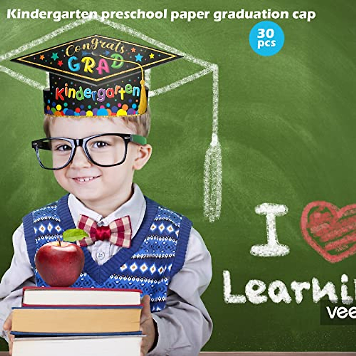 30 Pieces Preschool Paper Graduation Crown for Kids Colorful Adjustable Paper Hats Graduation Congrats Hats for Kindergarten Student Grad Ceremony Party Supplies