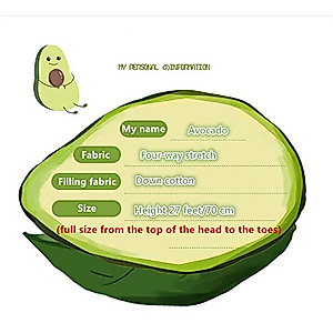 XICHEN 27 Inch Green Large Simulation Avocado Plush Toy Doll Sleeping Pillow Doll Doll, Holiday Warm Gift Plush Toy Pillows (Seated)