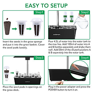 JustSmart Seed Pods Kit for IGS-20SE, Hydroponic Growing Kit, Grow Anything Kit with 12 pcs Grow Sponges, Grow Baskets, Grow Domes, and 1 Set of A&B Solid nutrients