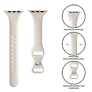 QRose 5 Pack Bands Compatible with Apple Watch 38mm 40mm 41mm 42mm 44mm 45mm 49mm, Slim Thin Narrow Replacement Silicone Sport Strap Wristbands for iWatch Series Ultra 8/7/6/5/4/3/2/1 SE Women Men