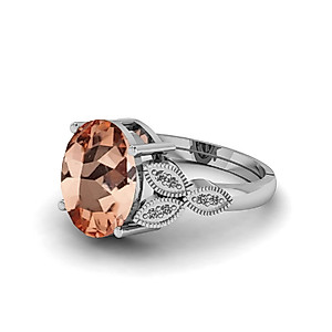 LMDPRAJAPATIS 6.25 Ratti Natural Morganite Stone German Silver Ring Special Occasion Wear for Women And Men