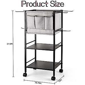 Retyion Yoga Mat Storage Rack, Home Gym Storage Rack Yoga Mat Storage Holder Home Exercise Equipment with Hooks and Pockets for Yoga Mat, Foam Roller, Dumbbell, Kettlebell, with Mobile Wheels