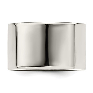 Diamond2Deal Sterling Silver 12mm Lightweight Flat Band Ring for Women Size 7.5