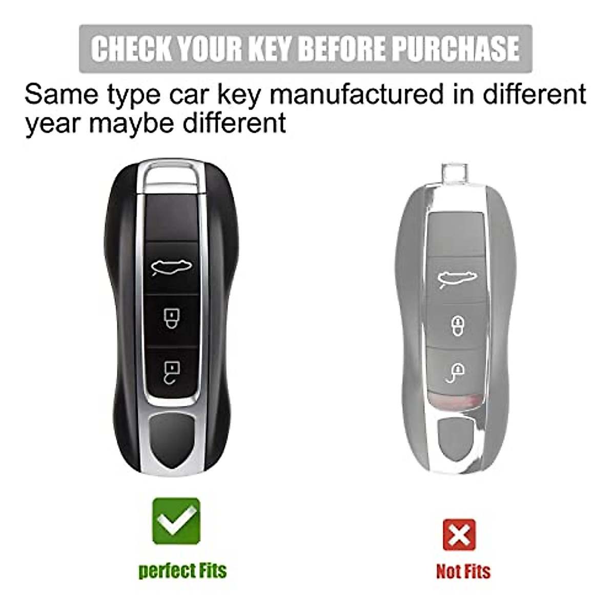 Gematay for Porsche Key Fob Cover with Keychain Lanyard, Key Fob Protector Shell Compatible with Porsche 911 Cayenne Panamera TAYCAN 3 Button Keyless Entry Smart Key Case