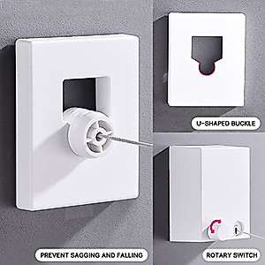 Retractable Clothesline Outdoor Indoor Laundry Line, 13.8 Feet Adjustable Stainless Steel Clothes Line, Wall Mounted Space-Saver Drying Line for Balcony, Bathroom, Heavy Duty Clothesline White