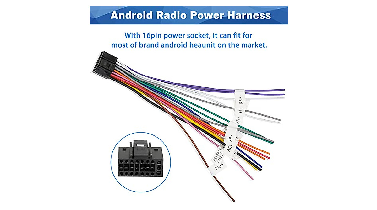 Android Car Stereo Wiring Kit with 16-Pin ISO & GPS Antenna