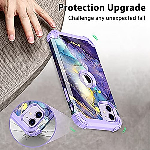 Rancase for iPhone 11 Case,Three Layer Heavy Duty Shockproof Protection Hard Plastic Bumper +Soft Silicone Rubber Protective Case for Apple iPhone 11 6.1 inch,Purple