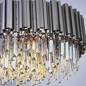 MEELIGHTING Nickel Luxury Modern Crystal Chandelier lighting Contemporary Raindrop Chandeliers Pendant Ceiling lights Fixture for Dining Room Living Room Bedroom Kitchen W22