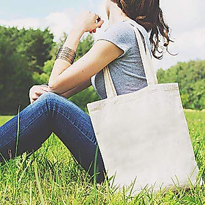 KERAYZE 1 PCS Canvas Bags Heavy Natural Canvas Tote Bags with Long Handles Grocery Bags (15.7" x 13.7" x 4", 12 oz)