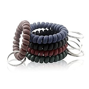 BIHRTC 5 Color Wrist Keychain Plastic Spring Flexible Spiral Wrist Coil Stretchable Wrist band Wristlet Keychain Bracelet Wrist Coil Key Chains Key Holder Key Ring for ID Badge Sauna Outdoor Sport