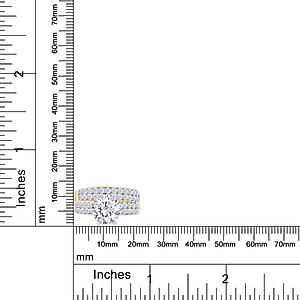 SAVEARTH DIAMONDS Center 7MM Round Cut Lab Created Moissanite Diamond Solitaire Bridal Set Engagement Ring In 10K Solid Yellow Gold Jewelry For Women(1.75 Cttw)-10