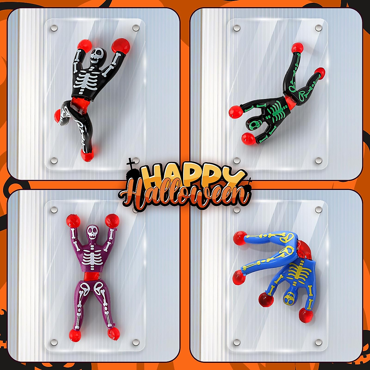 48Pcs Halloween Party Favors for Kids, Halloween Party Favors Bulk with Sticky Toys,Stretchy Sticky Toys for Halloween Bags Party Favors, Halloween Goodie Bag Fillers Trick or Treat Toys for Kids