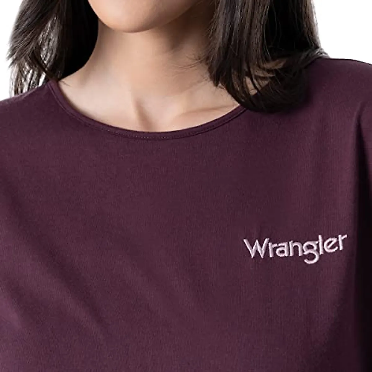 Wrangler Women's Jersey Top and Flannel Pant Sleep Pajama Set, Wine/Plaid, X-Large