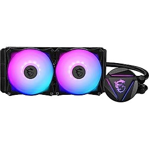 MSI MAG Series CORELIQUID 240R, aRGB CPU Liquid Cooler (AIO): Rotatable Blockhead Design, 240mm Radiator, Dual 120mm aRGB PWM Fans