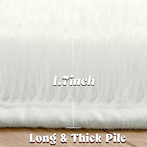 junovo Round Rug 4x4 Feet Fluffy Soft Area Rugs for Kids Girls Room Princess Castle Plush Shaggy Carpet Cute Circle Nursery Rug for Kids Girls Bedroom Baby Room Home Decor Circular Carpet, Creamy