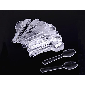 500Pcs 3 Inch Clear Mini Plastic Spoons Disposable Tasting Spoon Scoops for Dessert Ice Cream Appetizer Cake Spices Food Supply