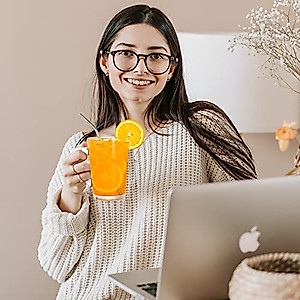 Glass Coffee Mugs Tea Cups - 14 Oz Clear Glass Mug with Lid and Straw Set Of 4 Dishwasher Safe Glass Coffee Cups - Elegant Lovely Gifts for Anniversary Weddings Housewarming Christmas Birthday