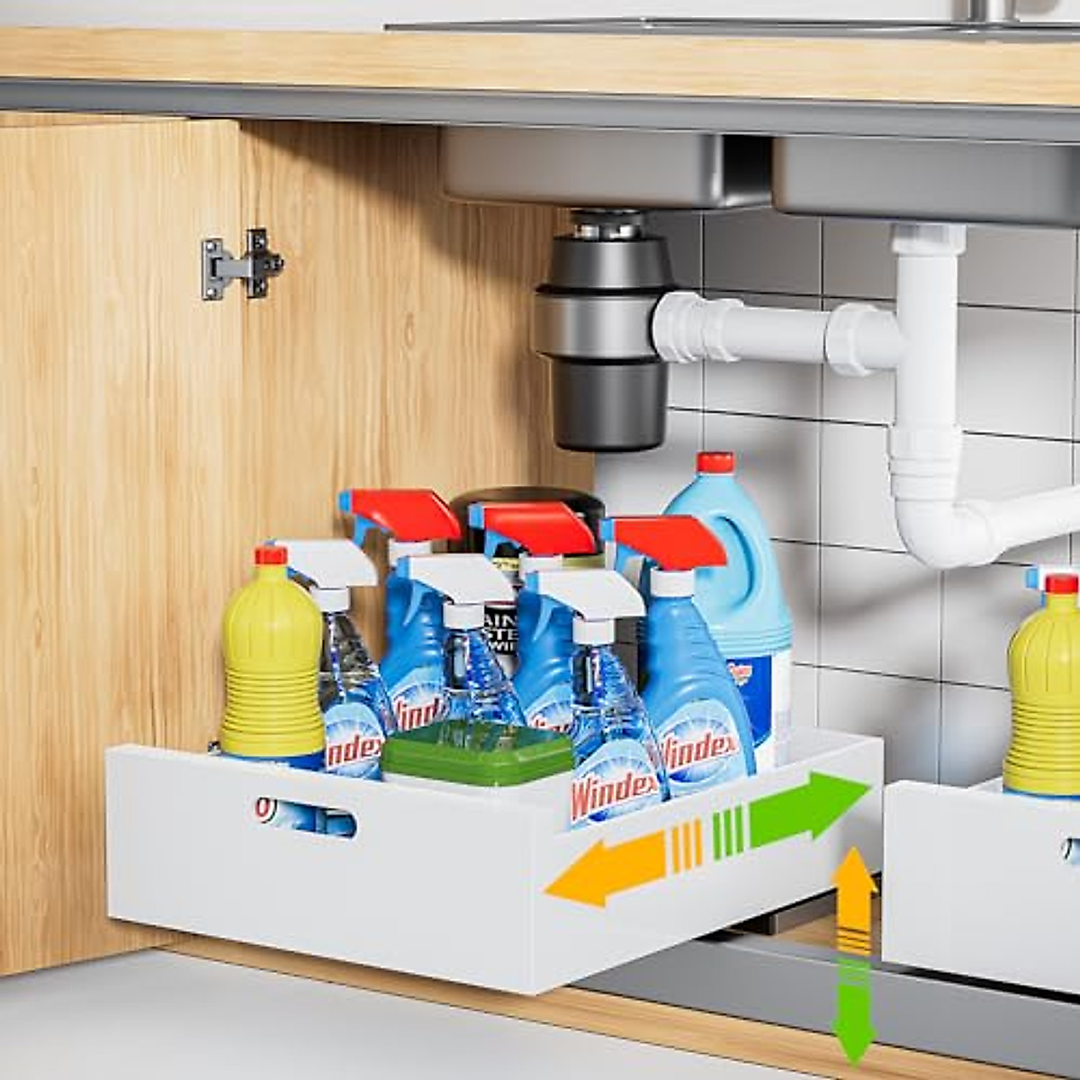 Mlinavn Pull out Cabinet Organizer, No drill Slide out Cabinet Drawers Heavy Duty Organizers and Storage with Fixed Adhesive Nano Film,Compatible Framed Cabinets Shelves for Kitchen Pantry White