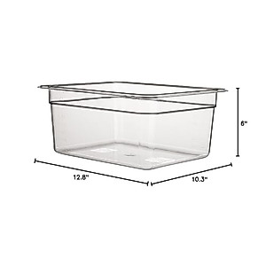 Restaurantware Met Lux 1/2 Size Food Storage Container 1 6 Inch Deep Proofing Box - Rectangle Graduated Measurements Clear Plastic Food Grade Storage Container Dishwashable Lids Sold Separately