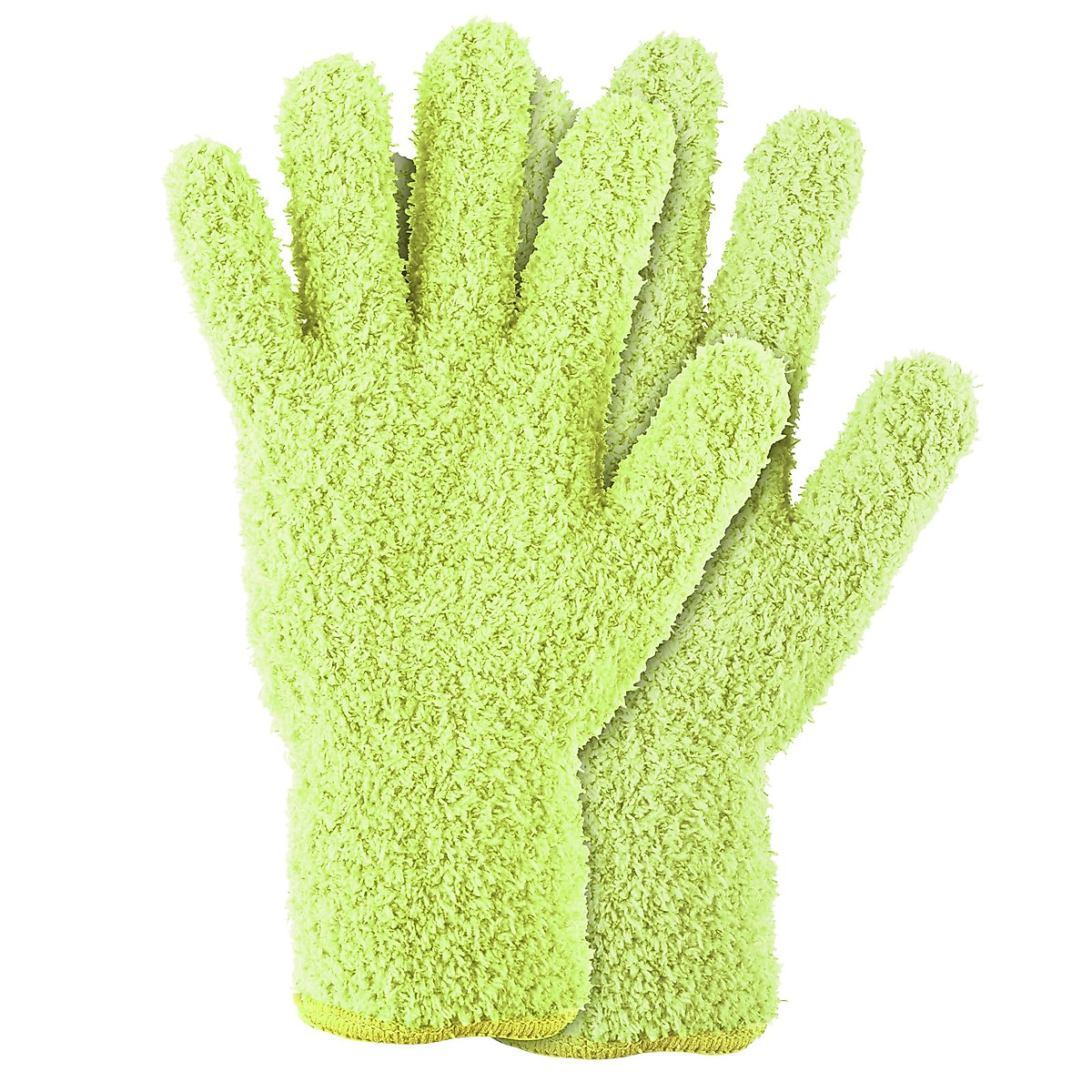 Sibba 2pcs Microfiber Dusting Mitt Gloves Auto Household Cleaning Mittens Cloth Reusable Washable Gloves for Men Women Kitchen House Blinds Plants Mirrors Lamps Car Cleaning (Yellow)