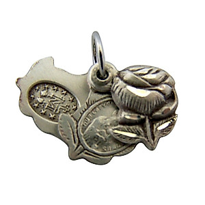 HMHInc Sterling Silver Triple Slide Rosebud Miraculous and Scapular Multi Medal, 9/16 Inch