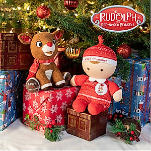 KIDS PREFERRED Santa Claus Rudolph The Red-Nosed Reindeer Musical Stuffed Animal, Baby's First Christmas Plush, 8 Inches