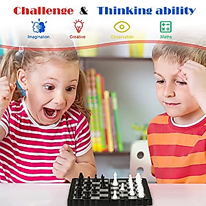 Charniol Magnetic Travel Chess Set Checkers with Portable Folding Chess Board Educational Toys for Family Board Games, 2 Pcs (Stylish Style)
