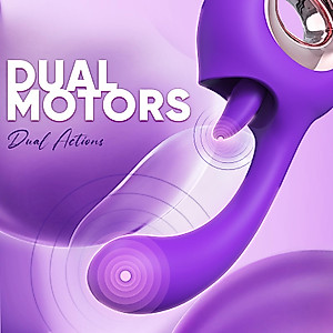 Adult Toys, 2 in 1 Clitoral Licking Tongue Vibrator, Rechargeable & Waterproof Sex Toys 9 Licking Modes & 9 Clitoral Stimulator Sex Toy for Women and Couples Game