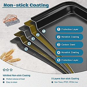 Small Cookie Sheets, Baking Pans, Nonstick Carbon Steel Baking Sheets, 2-Pack, 9.5 X 7.1 Inches (Inner 7.5 X 6)