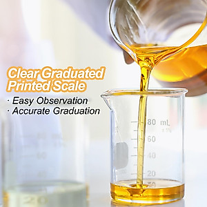 PATIKIL 250ml Low Form Glass Beaker, 6 Pack 3.3 Borosilicate Glass Graduated Printed Scale Measuring Cups with Spout for Kitchen Lab Liquids