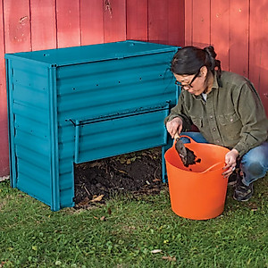 Gardener's Supply Company Demeter Metal Compost Bin | Weatherproof Powder-Coated Galvanized Steel Large Outdoor Composter | 36" W x 20" D x 32" H - Steel Blue