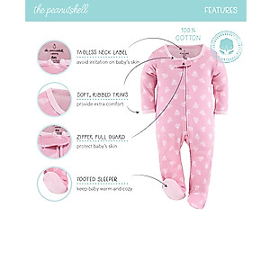 The Peanutshell Baby Sleepers for Girls Set of 3 - Newborn Baby Clothes, Soft Cotton Girl Footed Pajamas, Newborns & Infants Clothes Gift Set - Rainbow Dinosaur