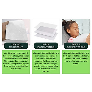 aba Waterproof Biodegradable Compostable Disposable Dental Bibs 50 pcs| Multipurpose 3 ply Patient Bibs | Tattoo | Piercing | Beauty Salon | Clean Dining | 13" x 18" Kraft Sheet