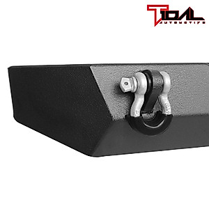 EAG Rear Bumper With 2" Hitch Receiver & 2 D-ring Black Textured Off Road for 87-06 Jeep Wrangler TJ YJ