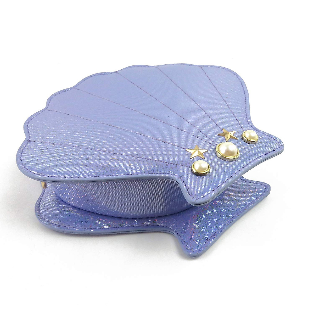 Hologram Laser Shell Shoulder Bags Pearl Cross-body Chain Purse Bags for Womens(Purple)