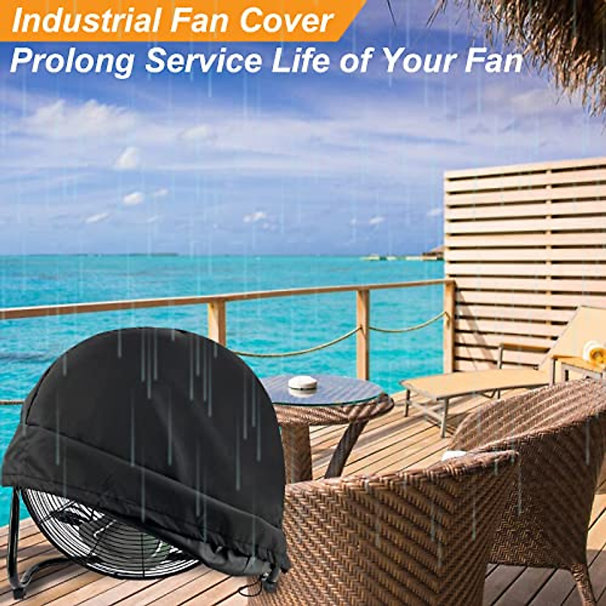 Capolo Heavy Duty Fan Cover for Dust, Industrial Shop Fan Covers Outdoor Waterproof for 18-20" High Velocity Floor Fan, Commercial, Garage, and Greenhouse Use
