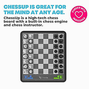 Bryght Labs - ChessUp - Electronic Chess Board - Built-In Chess Engine and Instructor - With Chess Set TouchSense Pieces - Features Wireless Play and Companion App