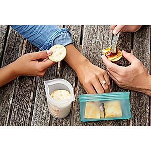 Zip Top Reusable Food Storage Bags | 3 Cup Set [Frost] | Silicone Meal Prep Container | Microwave, Dishwasher and Freezer Safe | Made in the USA