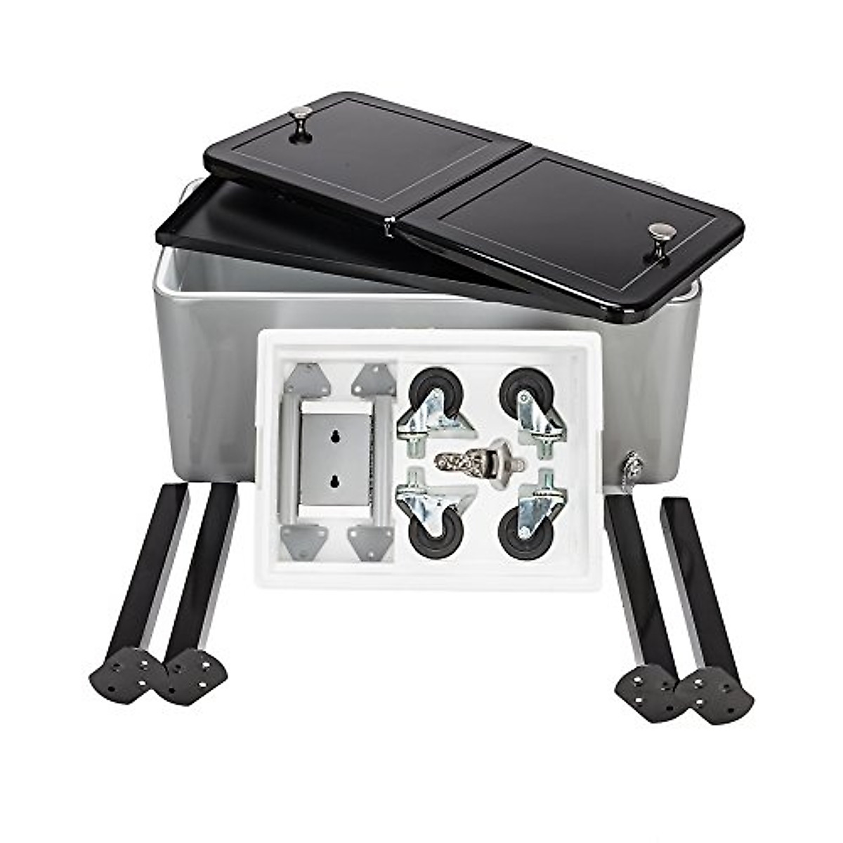 HomVent 80 Quart Rolling Cooler Cart Portable Outdoor Patio Cooler Cart on Wheels, Ice Chest Mobile Cooler Cart with Shelf ＆ Bottle Opener for Patio Pool Party (Stainless Steel)