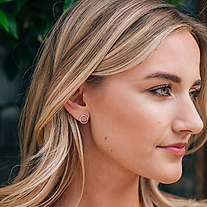 Aobei Pearl 18K Gold Circle Stud Earrings 10MM Small Round Hoop Post Stud for Women Minimalist Jewelry Unisex