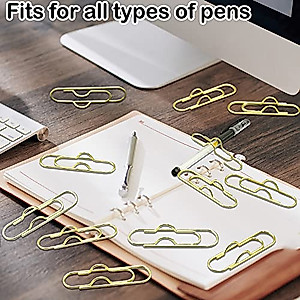 12 Pcs Metal Pen Clip for Notebook, Portable Pen Holder Clip Pencil Clip, Multi Function Paper Clip Pen Holder Pen Paper Clip Bookmark Stationery Tool Office Supplies for Notebook Journals, Gold