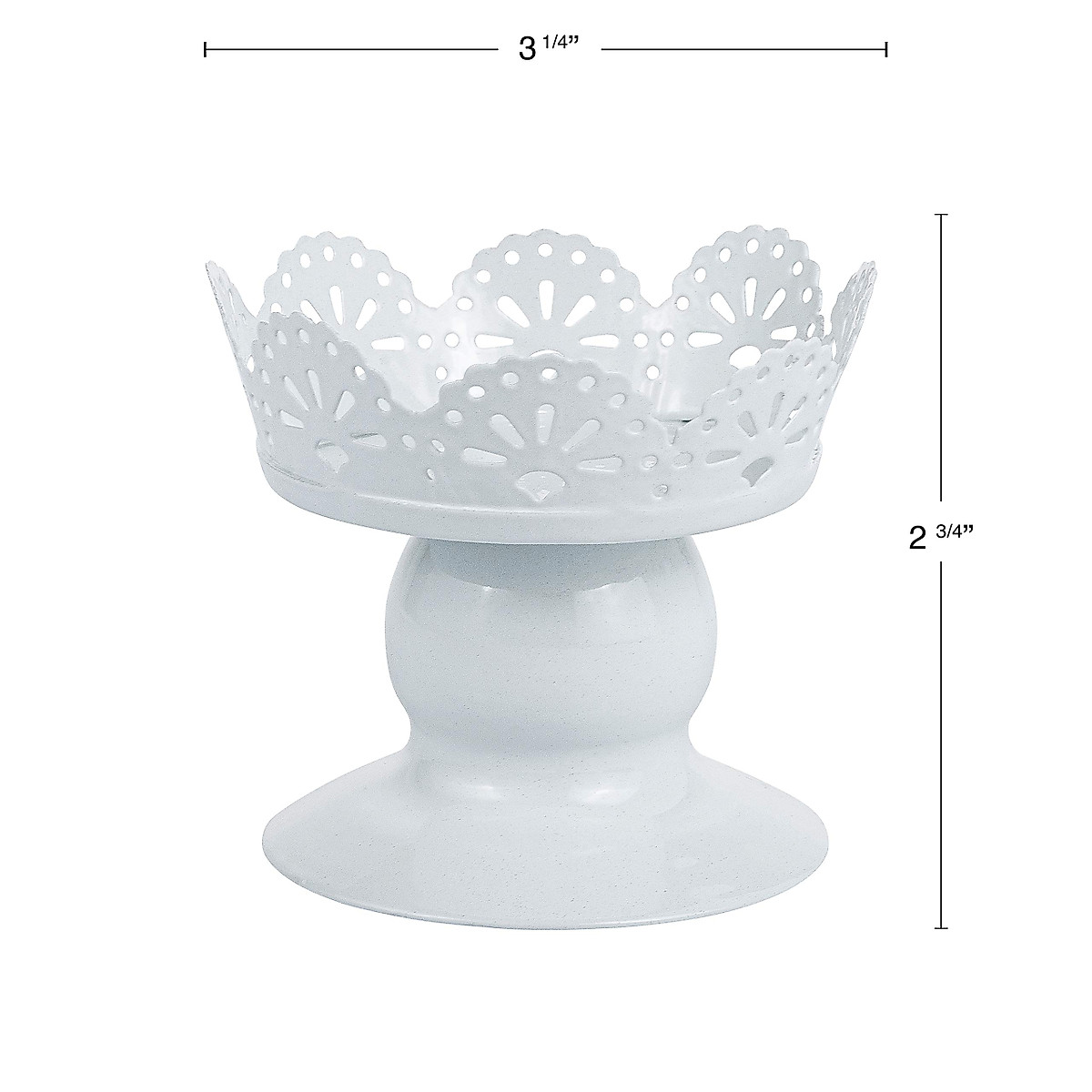 Simply Elegant Mini Eyelet Cupcake Stand Treat Pedestal Stand Band with a Scalloped Edge and a Curving White Base, 3.25 x 2.75 - White