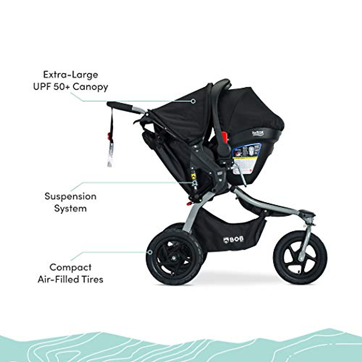 BOB Gear Rambler Travel System with B-Safe Gen2 Infant Car Seat Black