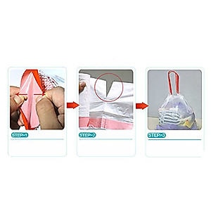 Wuyue Hua 13GAL Drawstring Bin Liner Refuse Sacks Waste Garbage Rubbish Bags White 49.2L 61X71.1CM 18counts