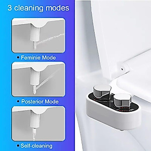 BIDETØASIS Bidet Double-Nozzle Non-Electric Bidet for Toilet, with Front and Rear Washing Functions as Well as a self-Cleaning Mechanism. Adjustable Water Pressure. Easy to Install. (Black)