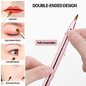 Unaone [2 Pack] Lip Brush for Lipstick, Retractable Lip Brushes, Dual-ended Makeup Brush for Lipstick Lip Gloss, Include Lid
